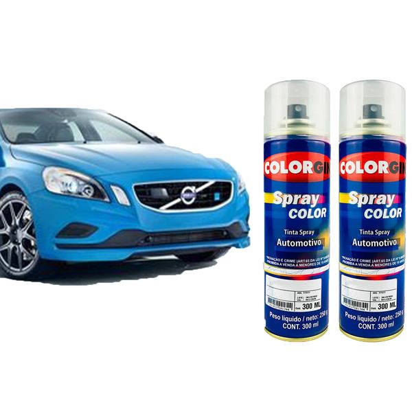 Spray Automotivo Azul Rebel Blue 619 Volvo + Spray Verniz 300ml ...