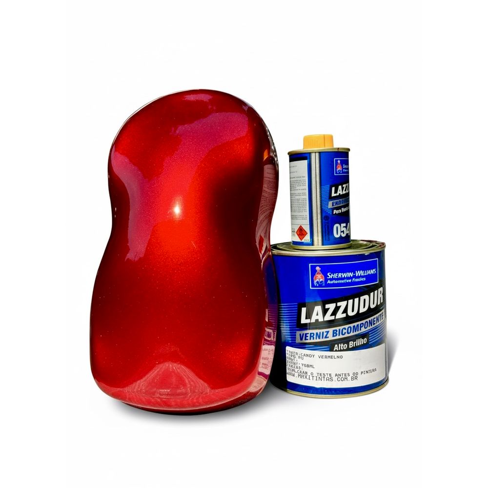 Tinta Automotiva Candy Vermelho 900ml + Base Aluminio Graudo - maxitintas